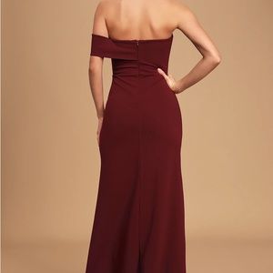 Lulus | Dresses | Lulus Off The Shoulder Burgundy Maxi Dress | Poshmark